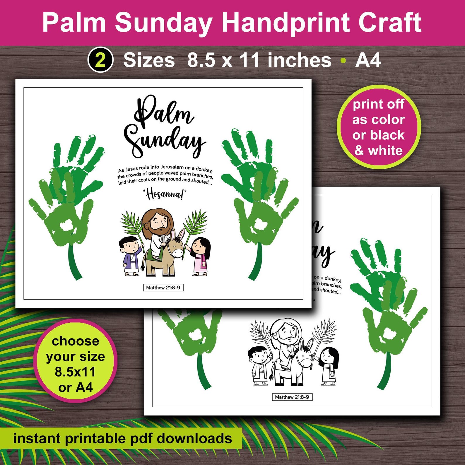 Palm Sunday Handprint Craft: Bible Activity for Kids (digital Download ...