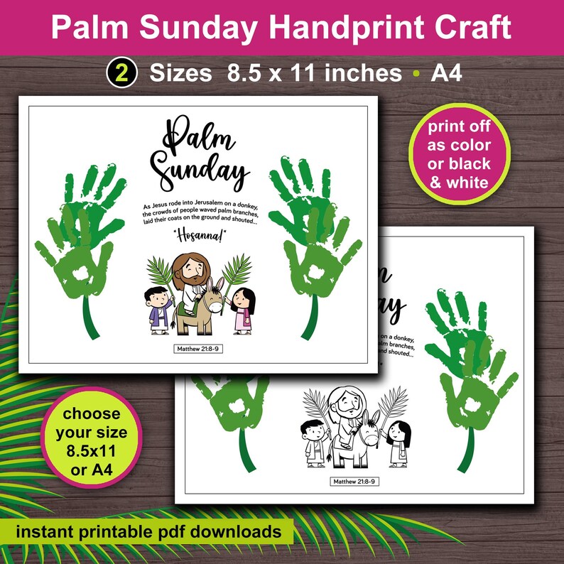 Palm Sunday Hand Print Bible Craft for Kids. Palm Sunday Bible Activity ...