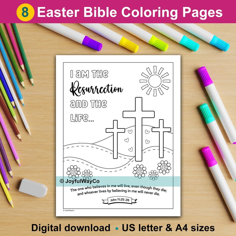 Easter Bible Verse Coloring Sheets for Kids. 8 Easter Christian ...