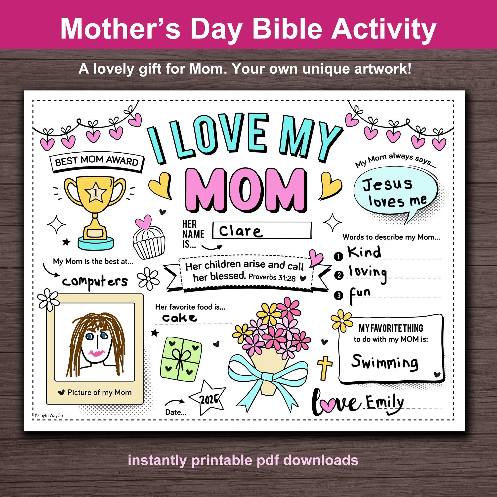 Mother's Day Bible Activity for Kids Mother's Day Christian Placemat ...