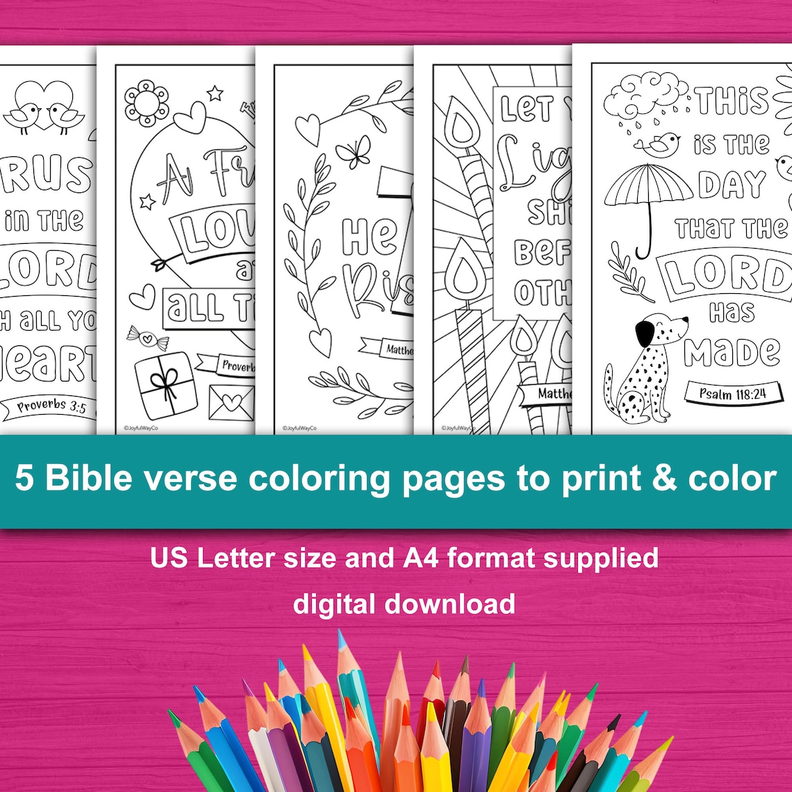 Bible Verse Coloring Pages for Kids. Christian Scripture Coloring for ...