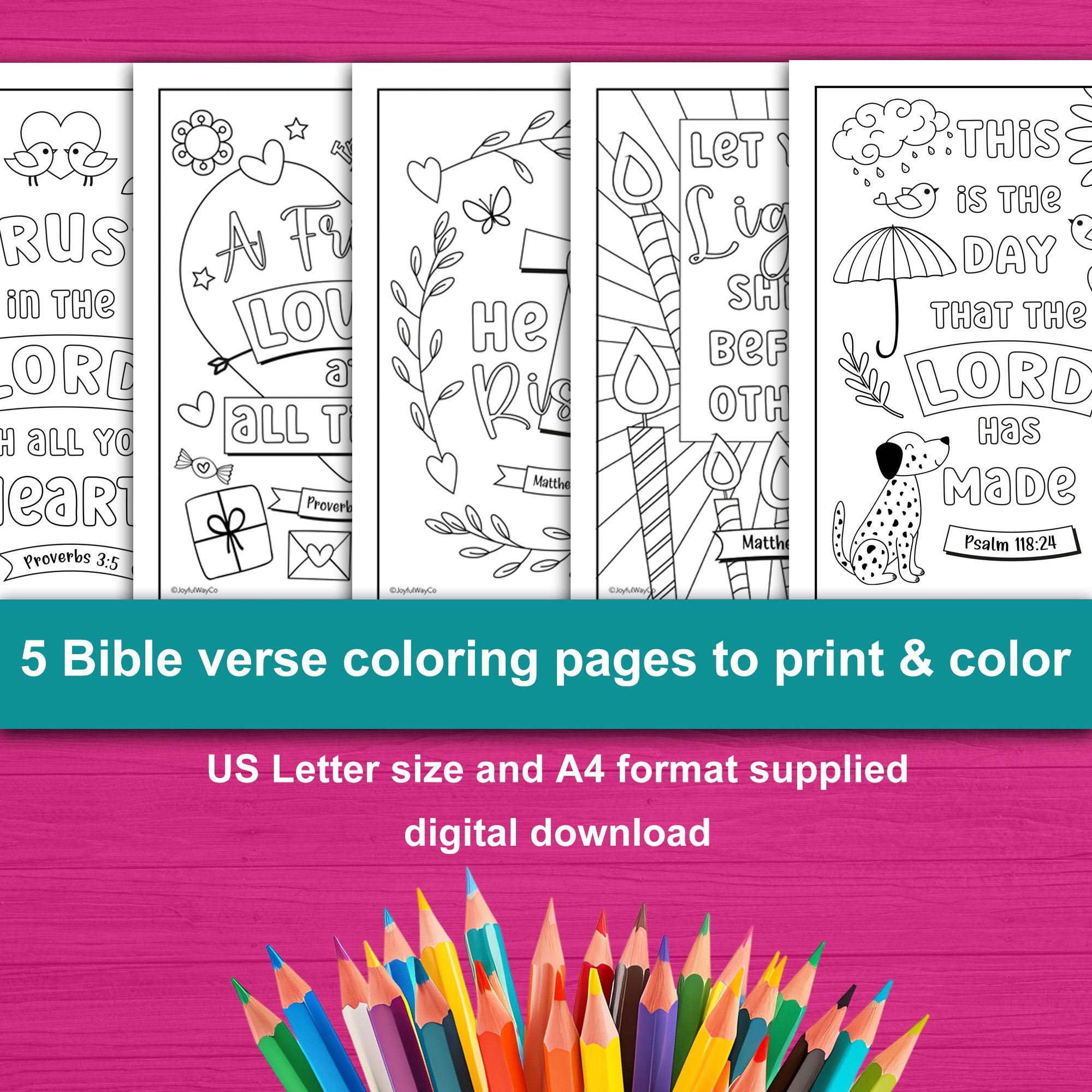 Bible Verse Coloring Pages for Kids. Christian Scripture Coloring for ...