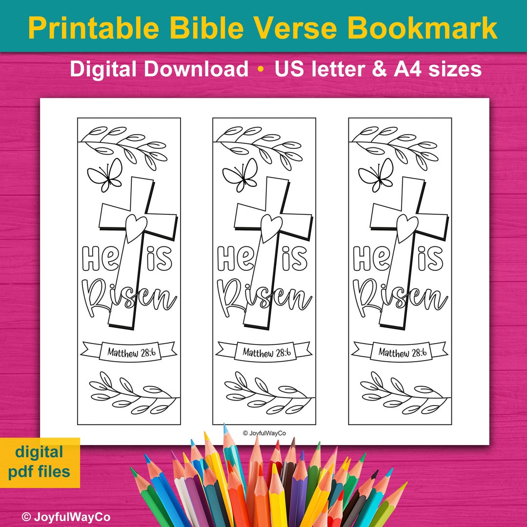 Printable Bible Verse Coloring Bookmark Craft He is Risen Bookmark ...