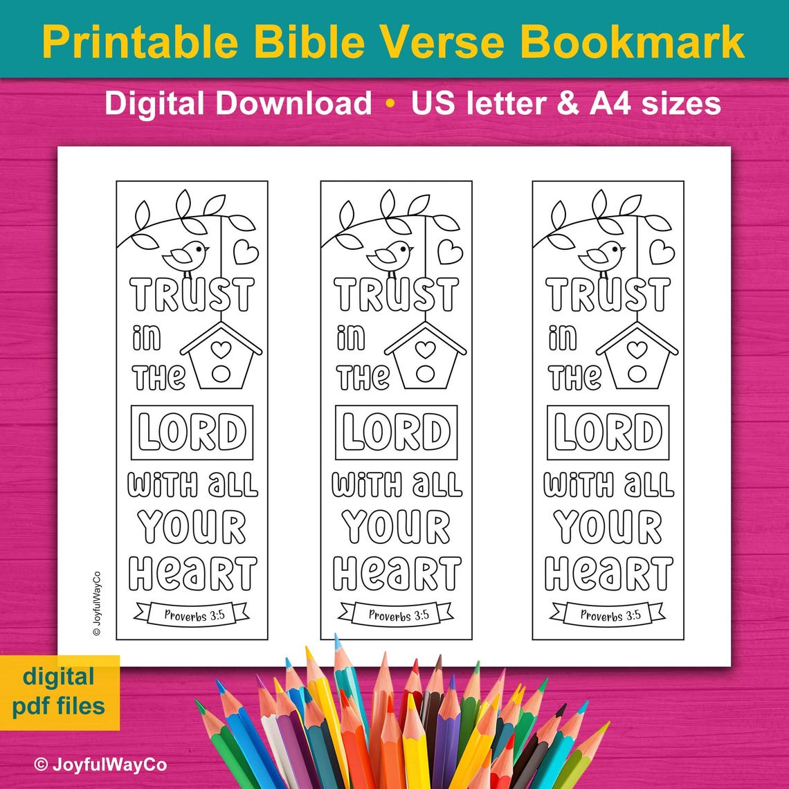 Printable Bible Verse Coloring Bookmark Craft | Trust in the Lord With ...