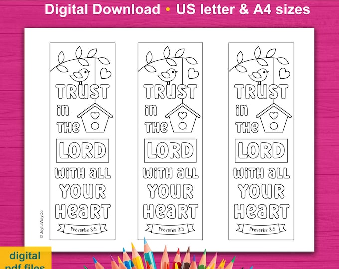 Printable Bible Verse Coloring Bookmark Craft | Trust in the Lord With ...