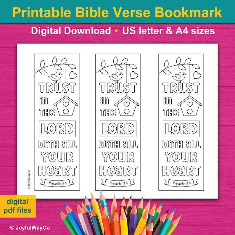 Printable Bible Verse Coloring Bookmark Craft | Trust in the Lord With ...