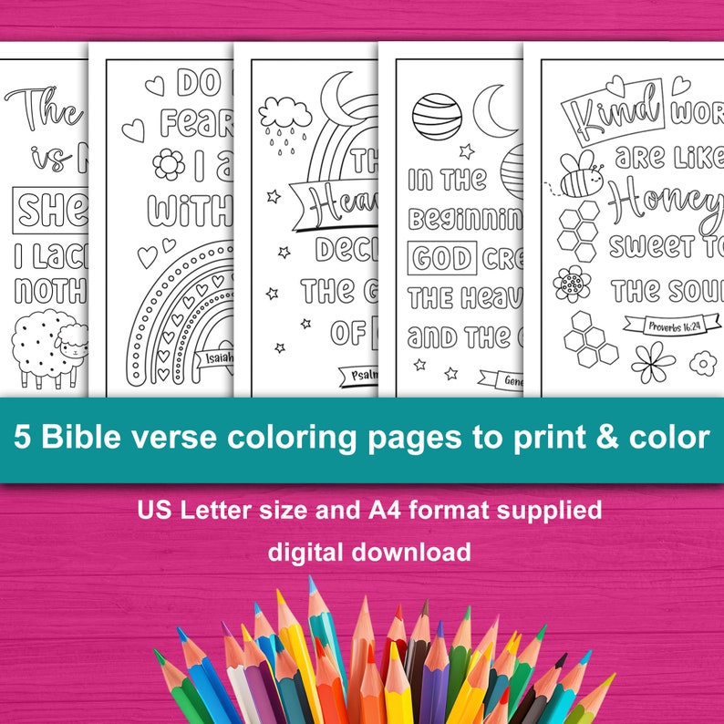 Bible Verse Coloring Pages for Kids: Christian Scripture Art (digital ...