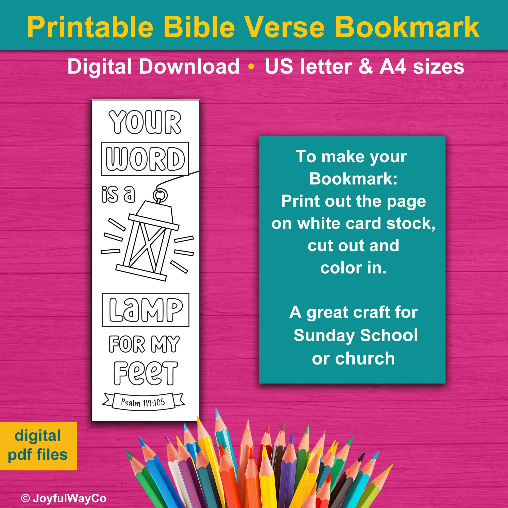 Printable Bible Verse Coloring Bookmark Craft | Your Word is a Lamp for ...