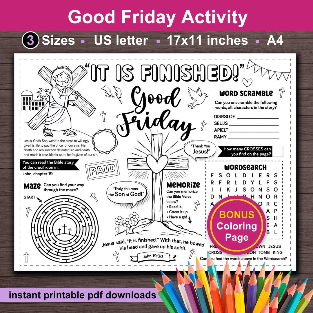 Good Friday Bible Activity Printable for Kids. Sunday School Easter ...