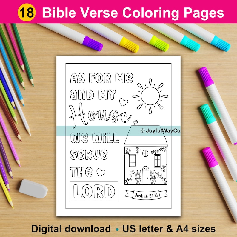 18 Bible Verse Coloring Pages for Kids Bundle. Christian Coloring ...