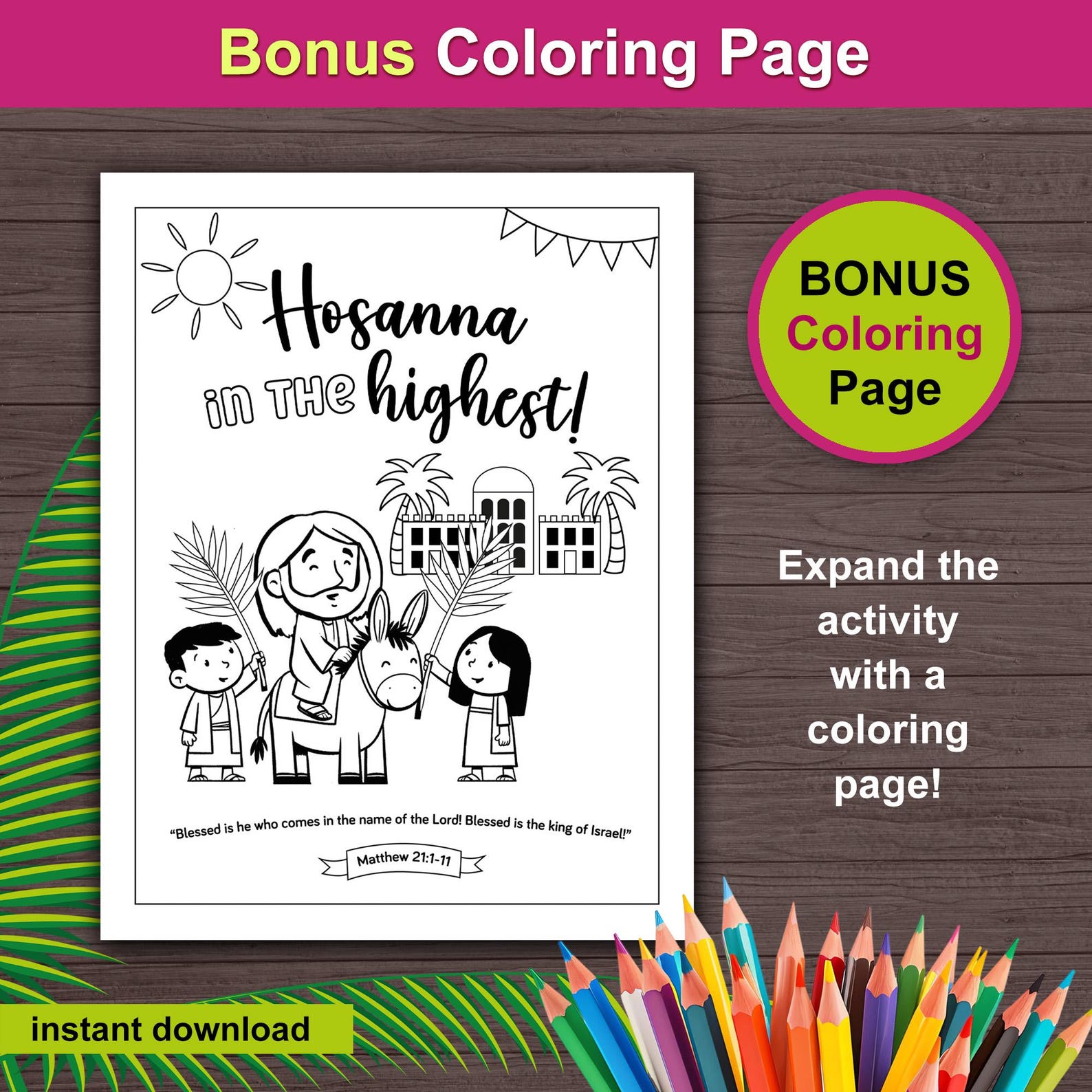 Palm Sunday Activity Placemat for Kids. the Triumphal Entry. Christian ...