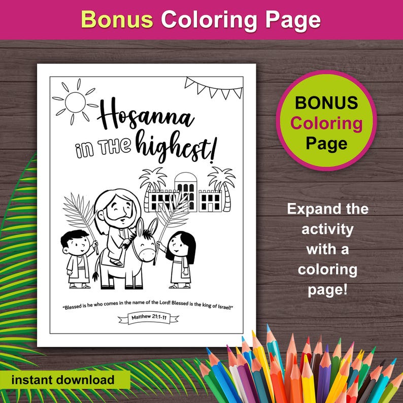Palm Sunday Activity Placemat for Kids. Easter Christian Printable for ...