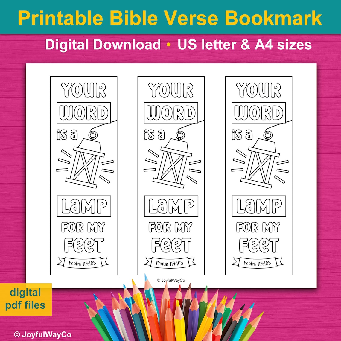 Printable Bible Verse Coloring Bookmark Craft | Your Word is a Lamp for ...