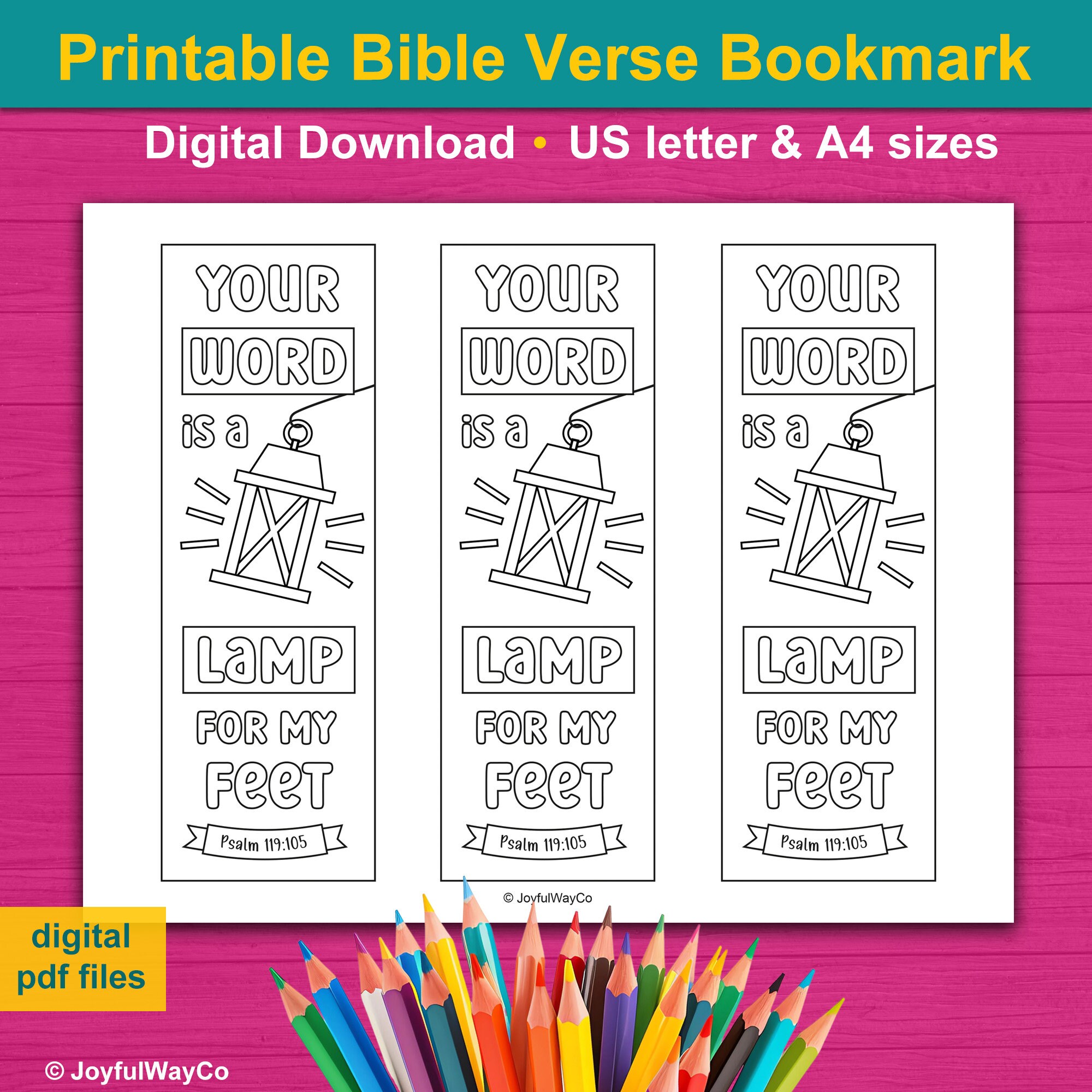 Printable Bible Verse Coloring Bookmark Craft | Your Word is a Lamp for ...