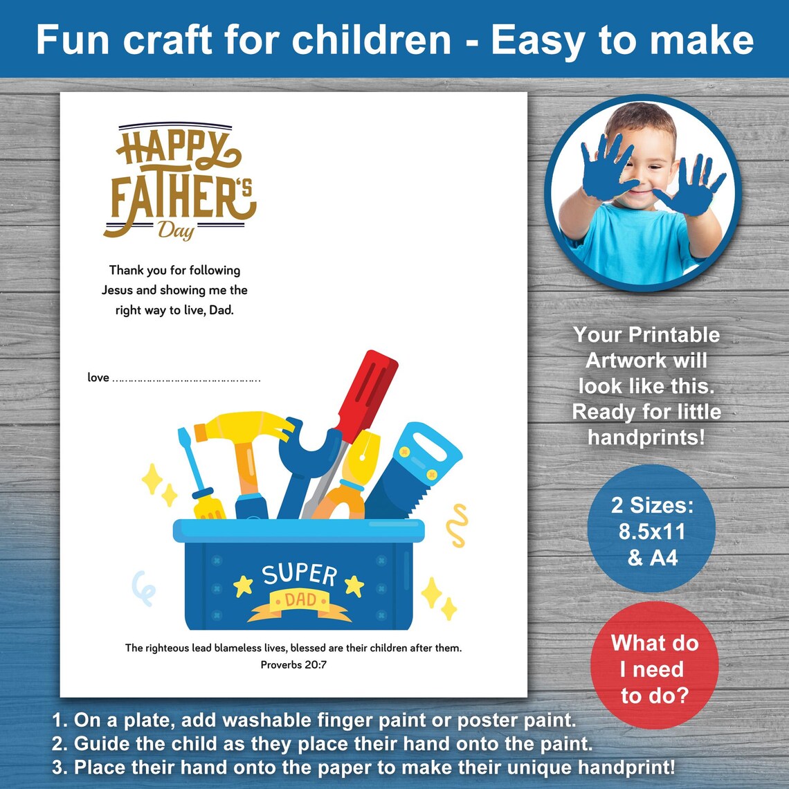 Father's Day Bible Handprint Craft: Christian Dad Keepsake (PDF) - Etsy