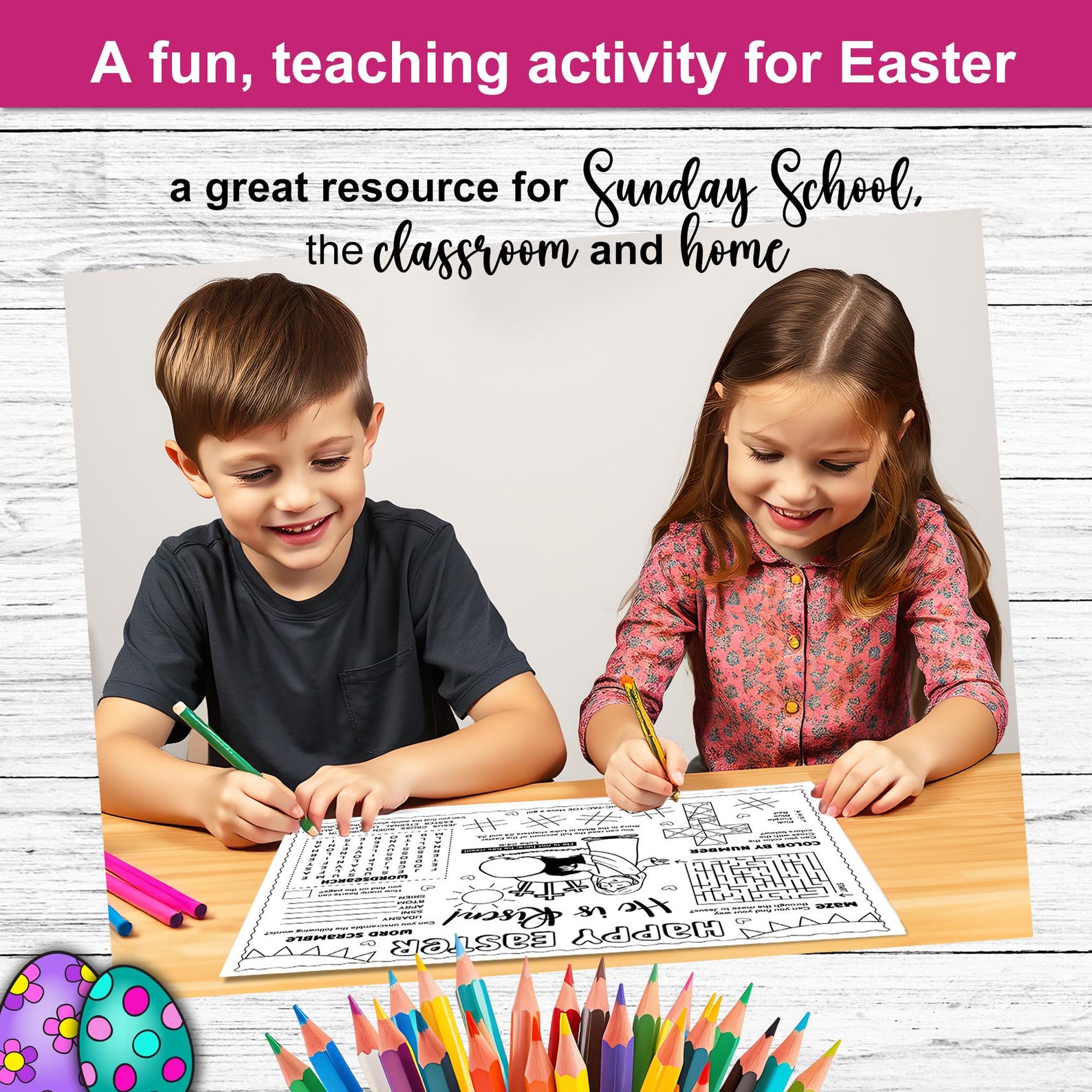 Easter Bible Activity Placemats and Coloring Bundle for Kids. Christian ...