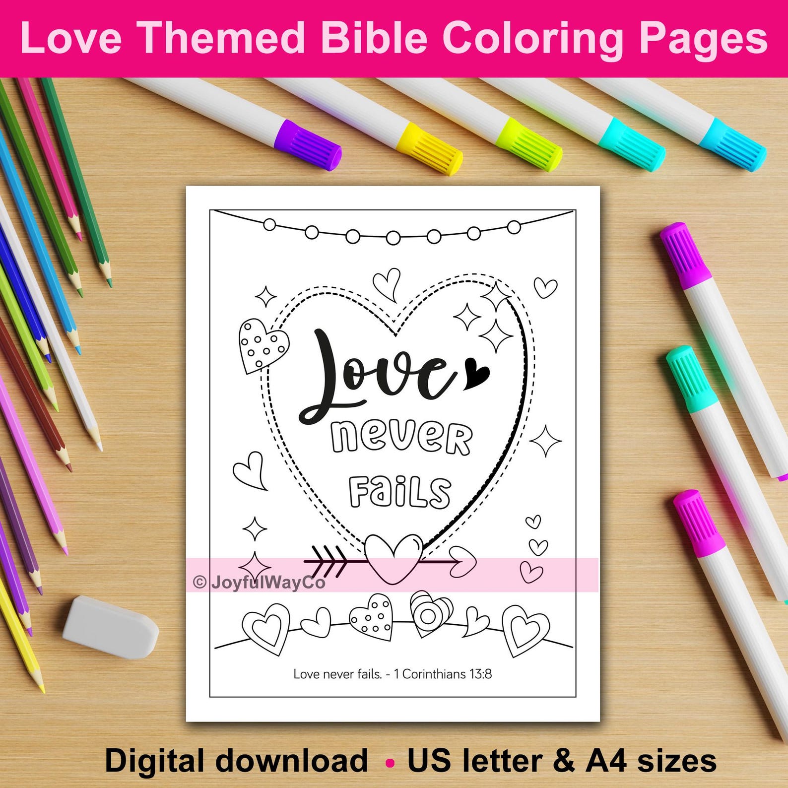 Valentines Bible Coloring Pages for Kids. Love Themed Christian ...