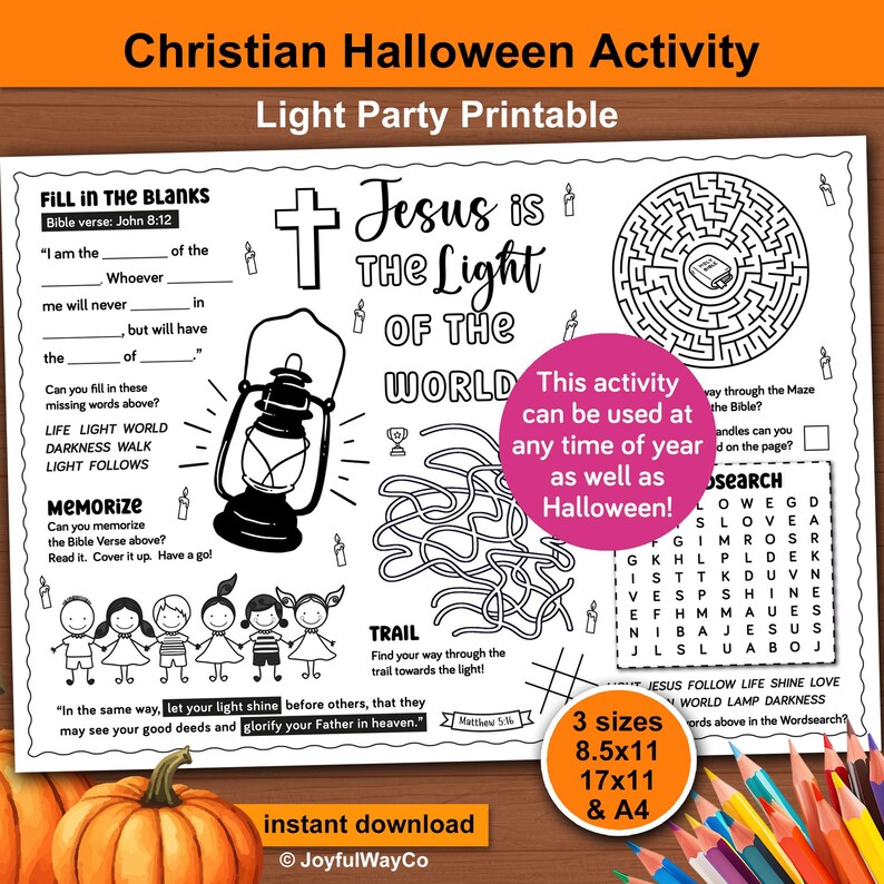 Jesus is the Light of the World VBS Bible Activity Printable. Christian ...