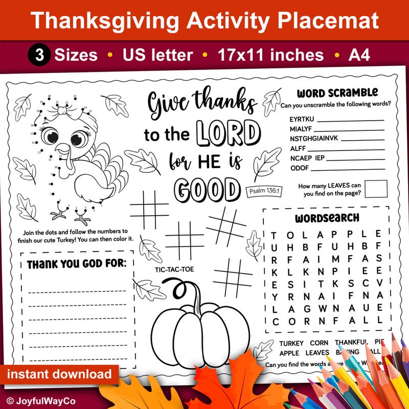 Thanksgiving Placemat - Etsy