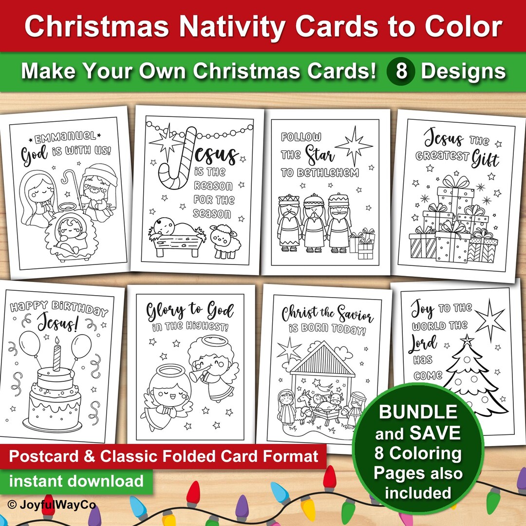 Nativity Christmas Cards to Color, Christmas Cards to Make. Classic ...