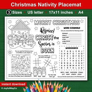 Christmas Activity Placemat for Kids, Merry Christmas Printable ...