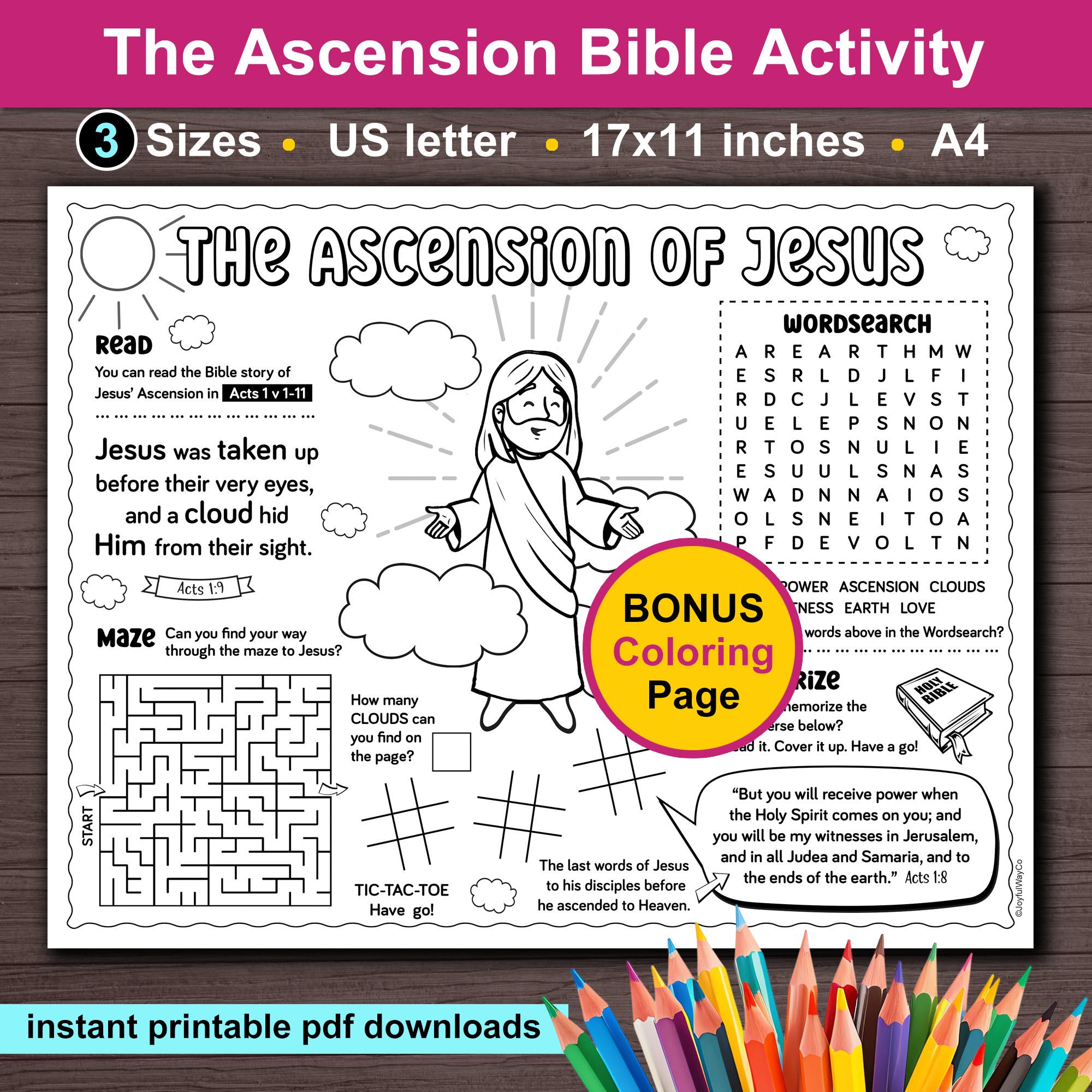 Ascension of Jesus Activity: Bible Coloring Page, Sunday School (PDF ...