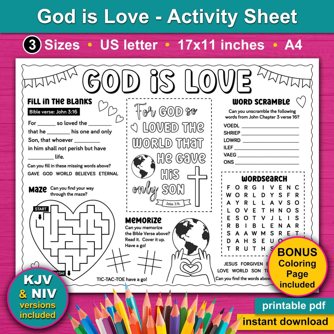 For God so Loved the World Activity for Kids. John 3:16. Sunday School ...
