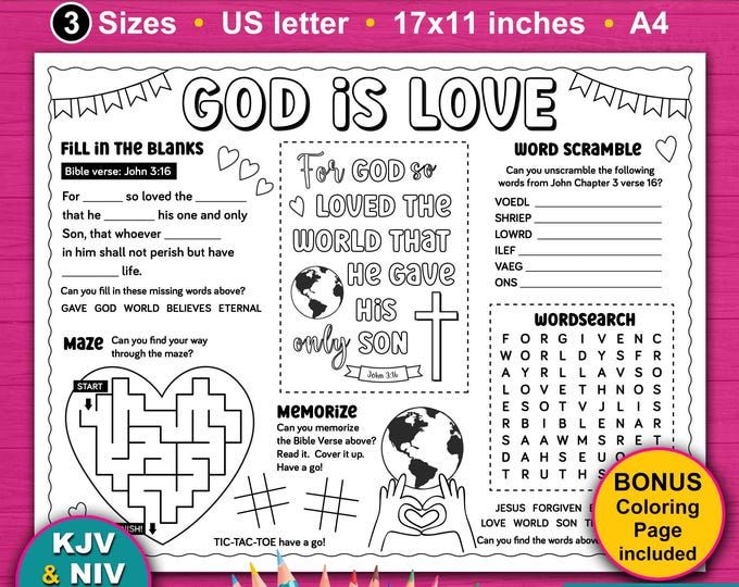 Memory Verse Practice - John 3:16 - Kids Bible Verse Activity - Tracing ...