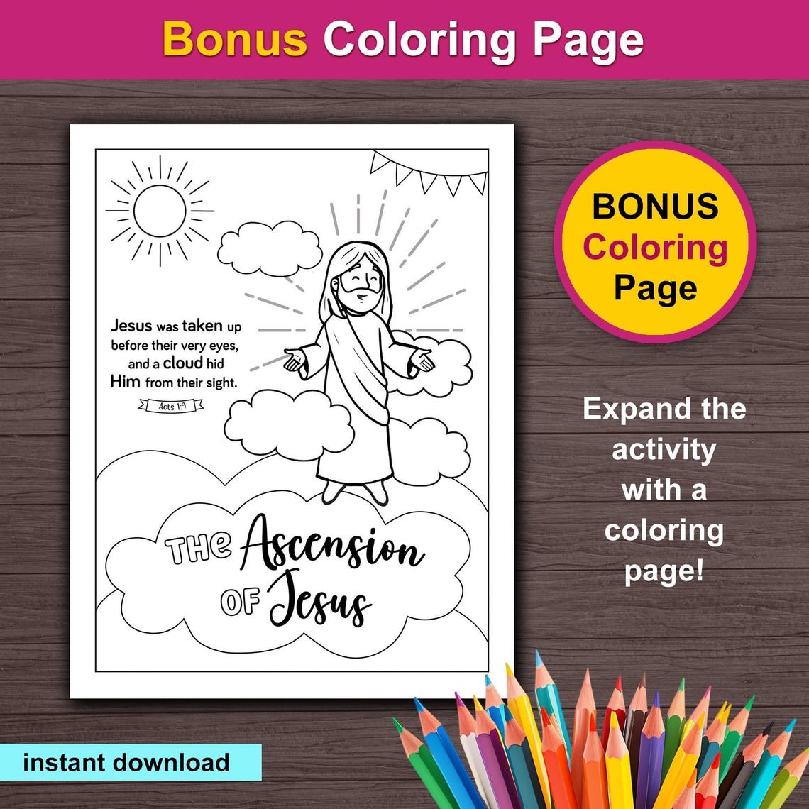 Ascension of Jesus Activity: Bible Coloring Page, Sunday School (PDF ...