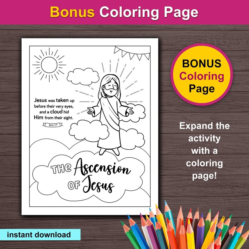 Ascension of Jesus Activity: Bible Coloring Page, Sunday School (PDF ...