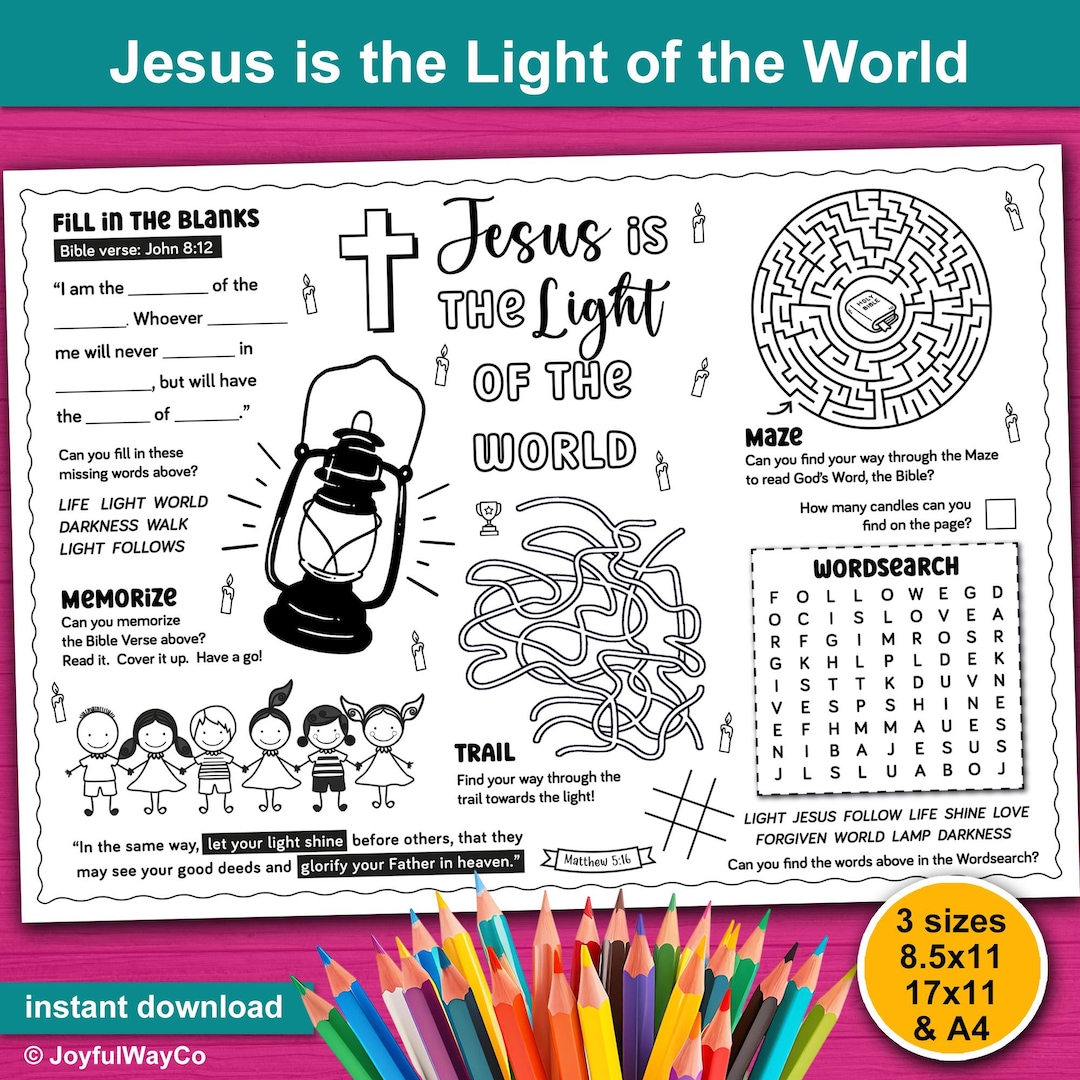 Jesus is the Light of the World VBS Bible Activity Printable. Christian ...