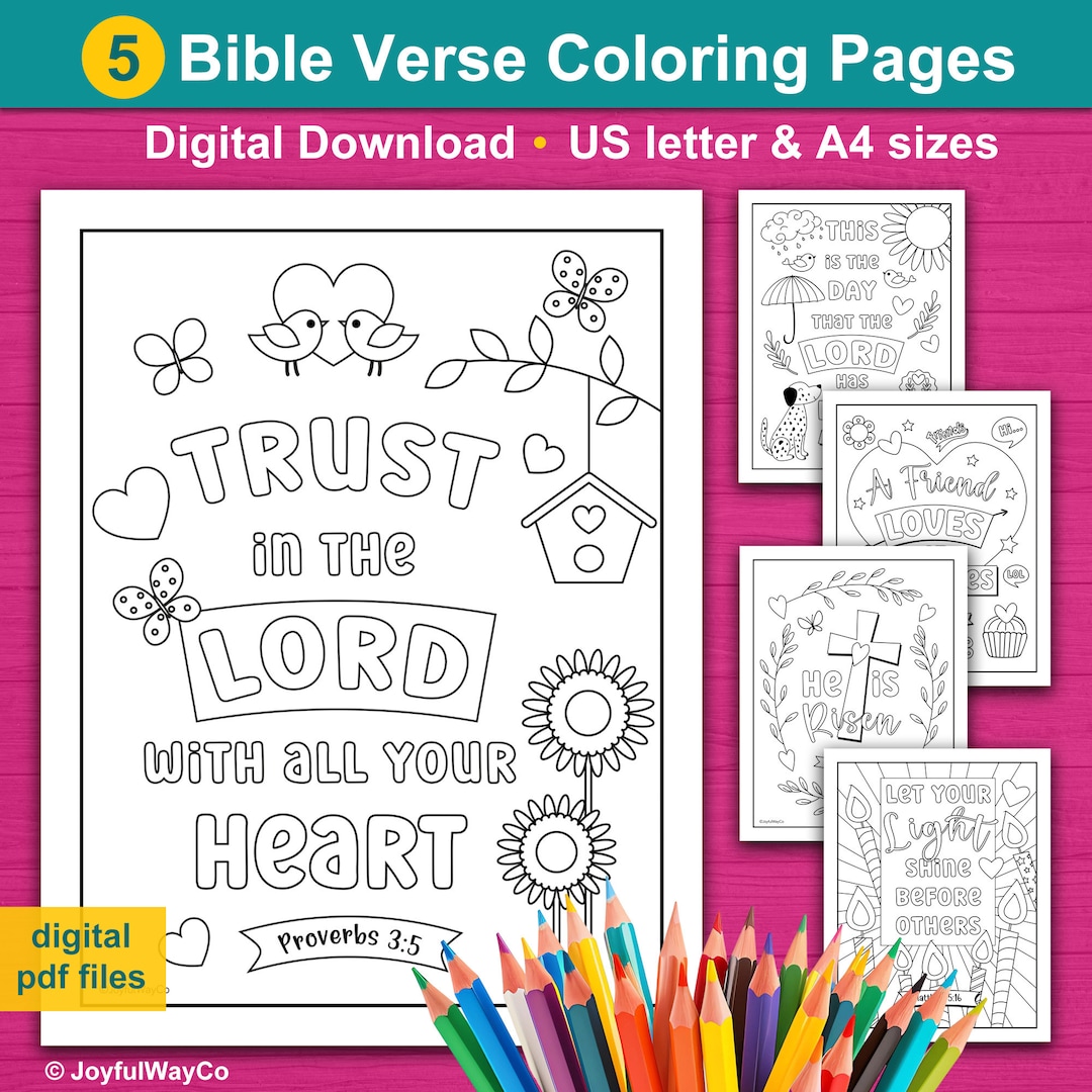 5 Printable Bible Verse Coloring Pages for Kids - Etsy UK