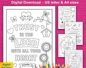 Bible Verse Coloring Page for Kids | Proverbs 3:5 Trust in the Lord ...