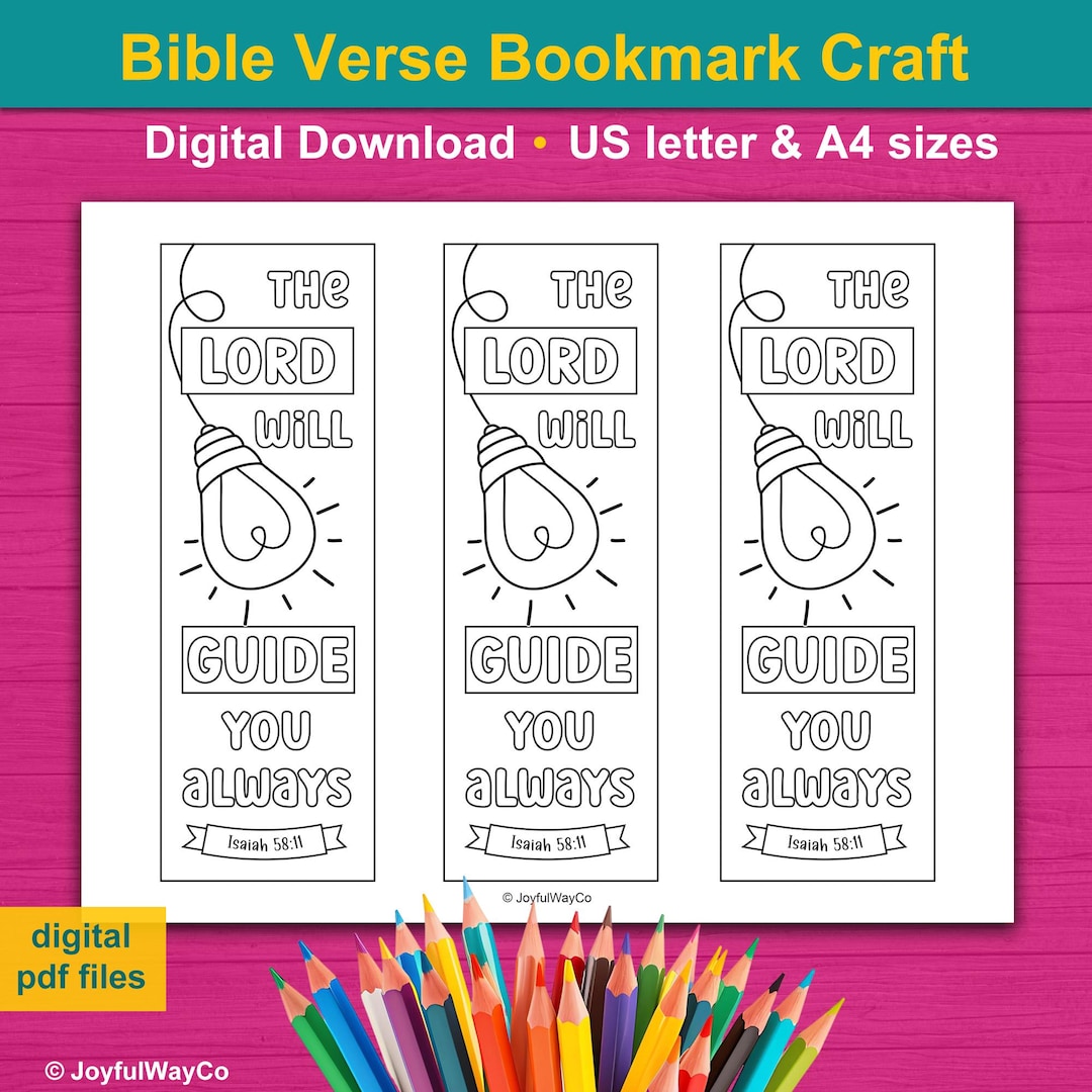 Bible Verse Coloring Bookmark Craft. the Lord Will Guide You Always ...