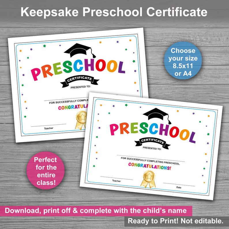 Printable Preschool Graduation Certificate Diploma. End of Pre-k ...