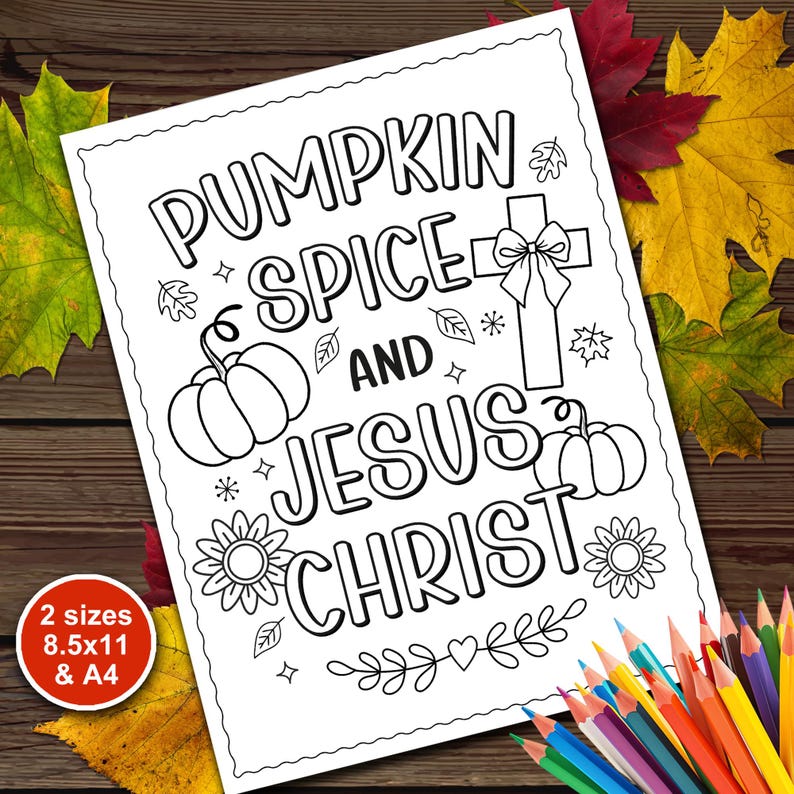 Fall Coloring Page for Kids, Adults, Teens, Women. Fall Bible Coloring ...
