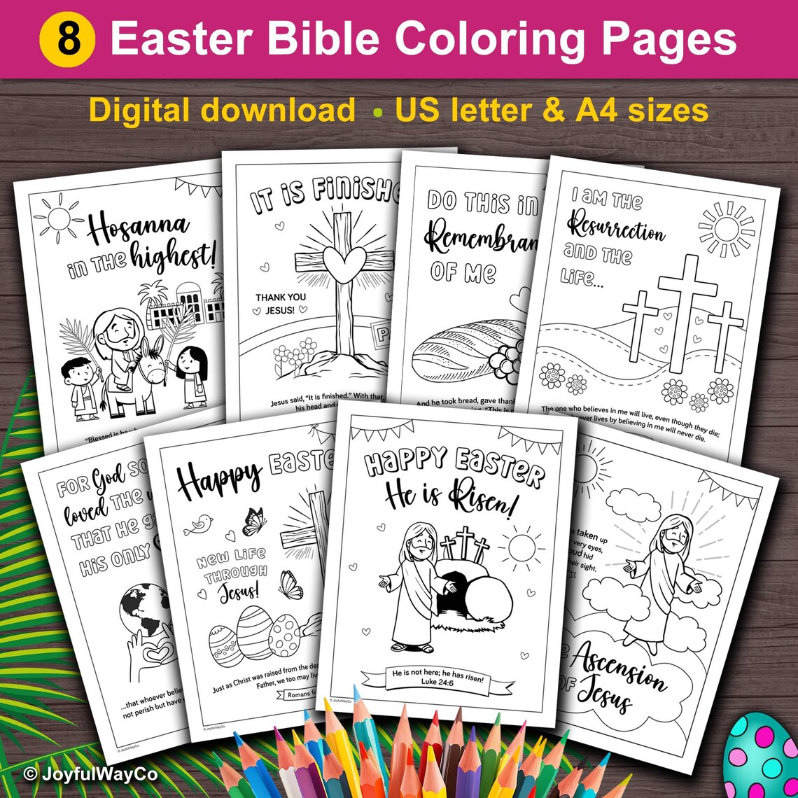 Easter Bible Activity Placemats and Coloring Bundle for Kids. Christian ...