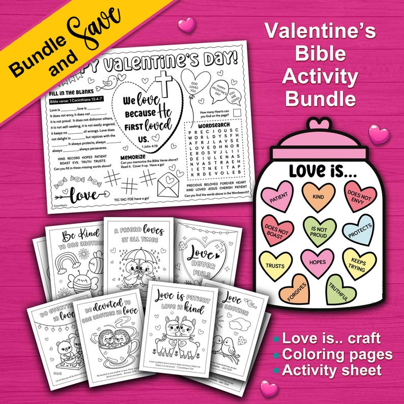 Christian Valentine's Activity Bundle for Kids. Love is Bible Craft ...