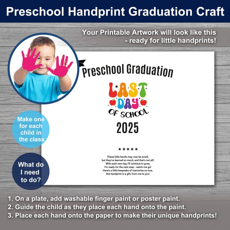 Preschool Graduation Diploma 2025. Handprint Graduation Certificate for ...