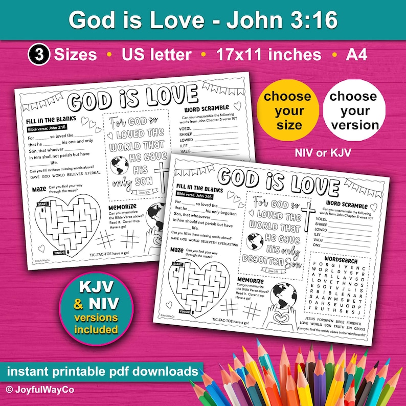 For God so Loved the World Activity for Kids. John 3:16. Sunday School ...