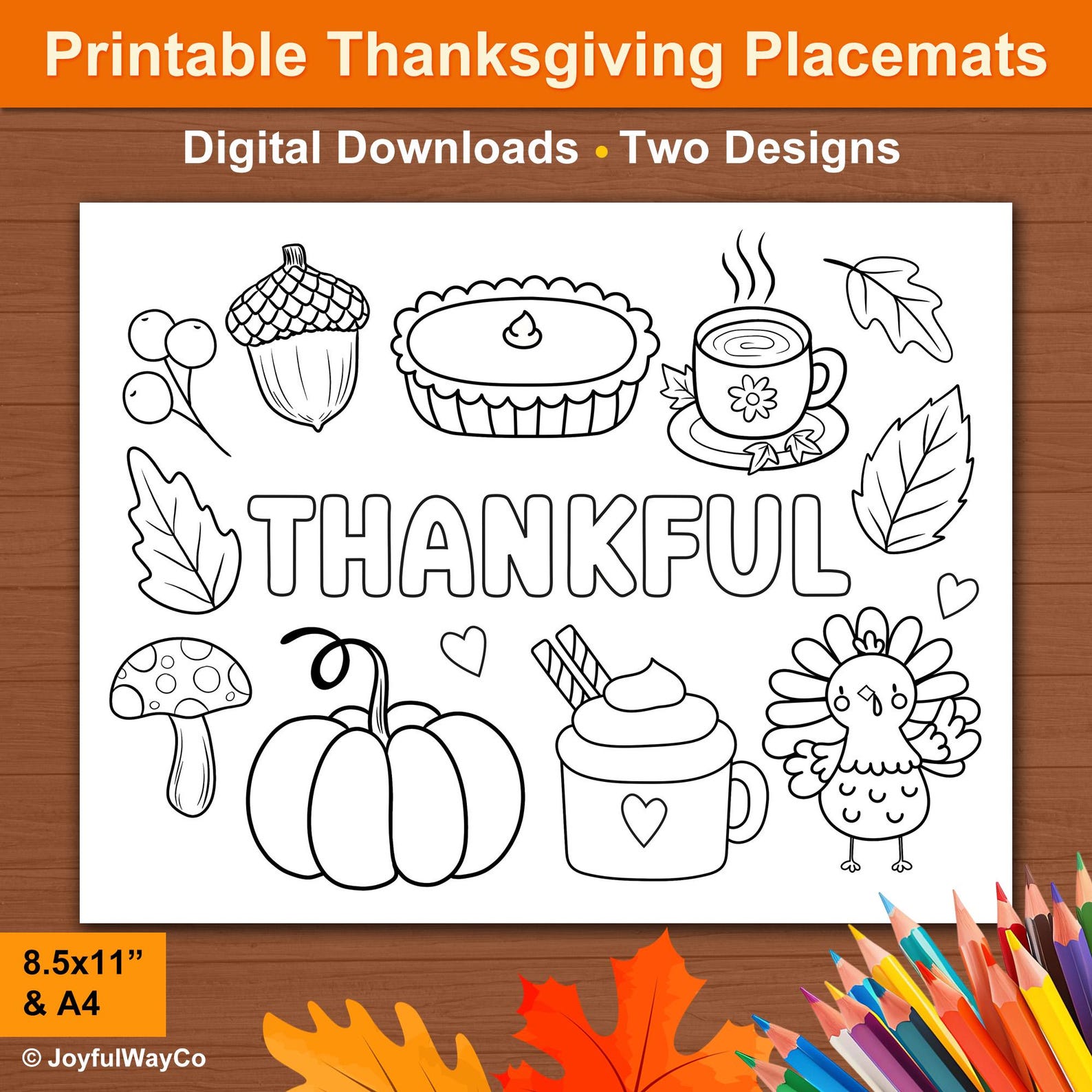 Thanksgiving Coloring Placemat for Kids. Happy Thanksgiving Printable ...