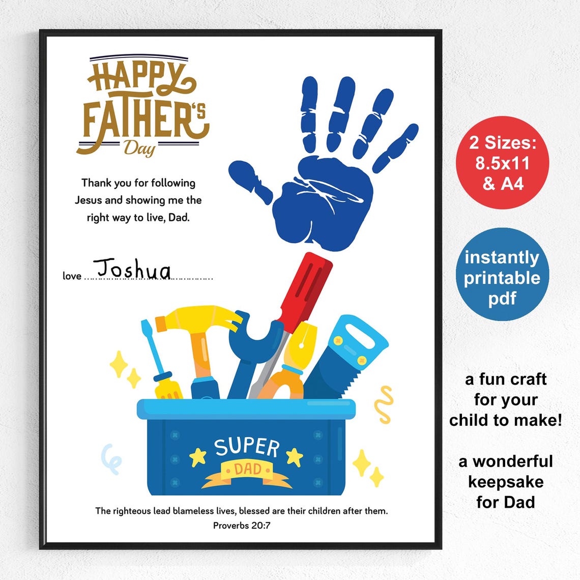 Father's Day Bible Handprint Craft: Christian Dad Keepsake (PDF) - Etsy
