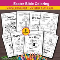 Set of 5 Printable Bible Verse Coloring Pages | Christian Easter ...