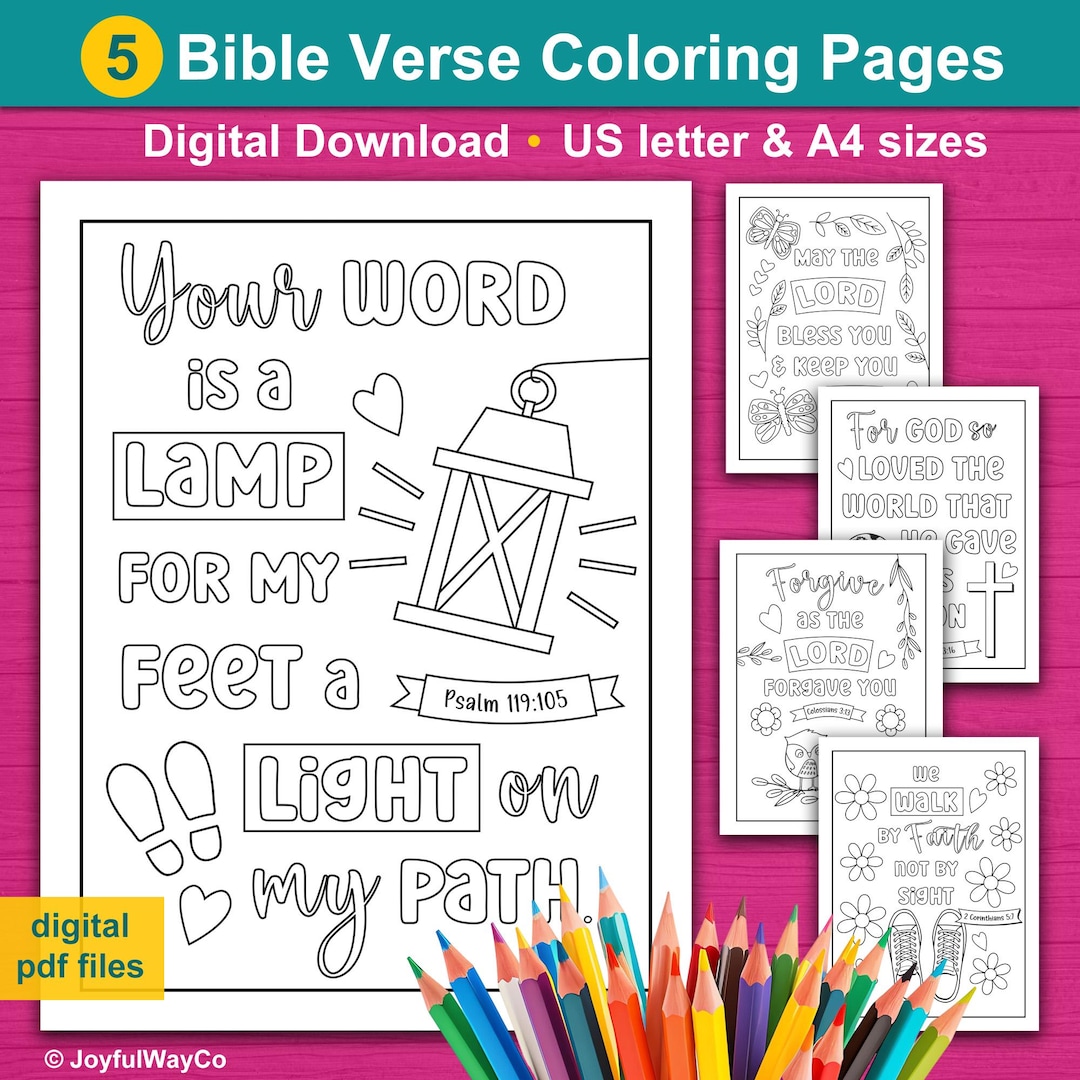 Bible Verse Coloring Pages for Kids. Christian Scripture Coloring for ...