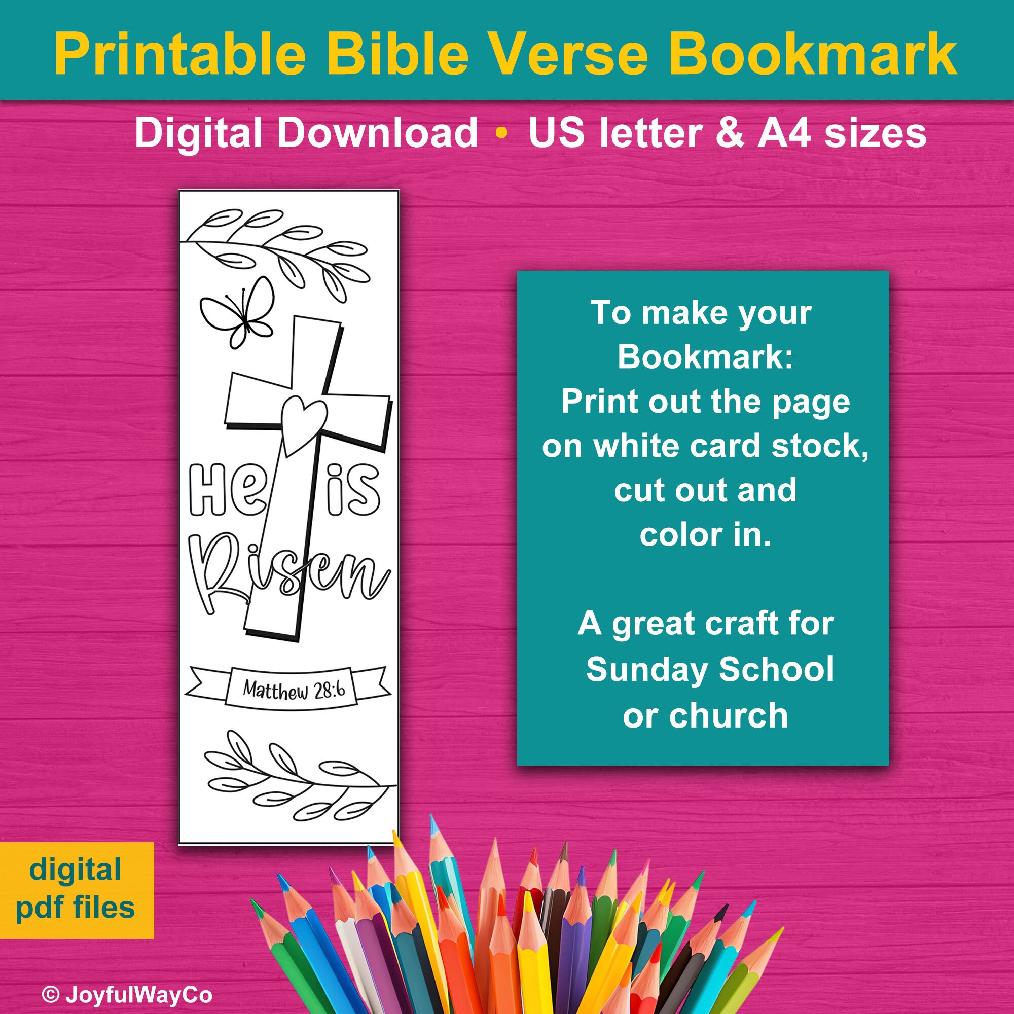 Printable Bible Verse Coloring Bookmark Craft He is Risen Bookmark ...