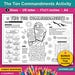 The Ten Commandments Bible Activity Placemat for Kids. Sunday School ...