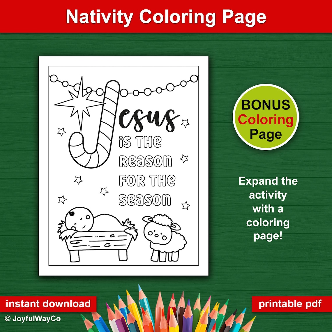 Nativity Activity Placemat for Kids. Birth of Jesus Christmas Coloring ...