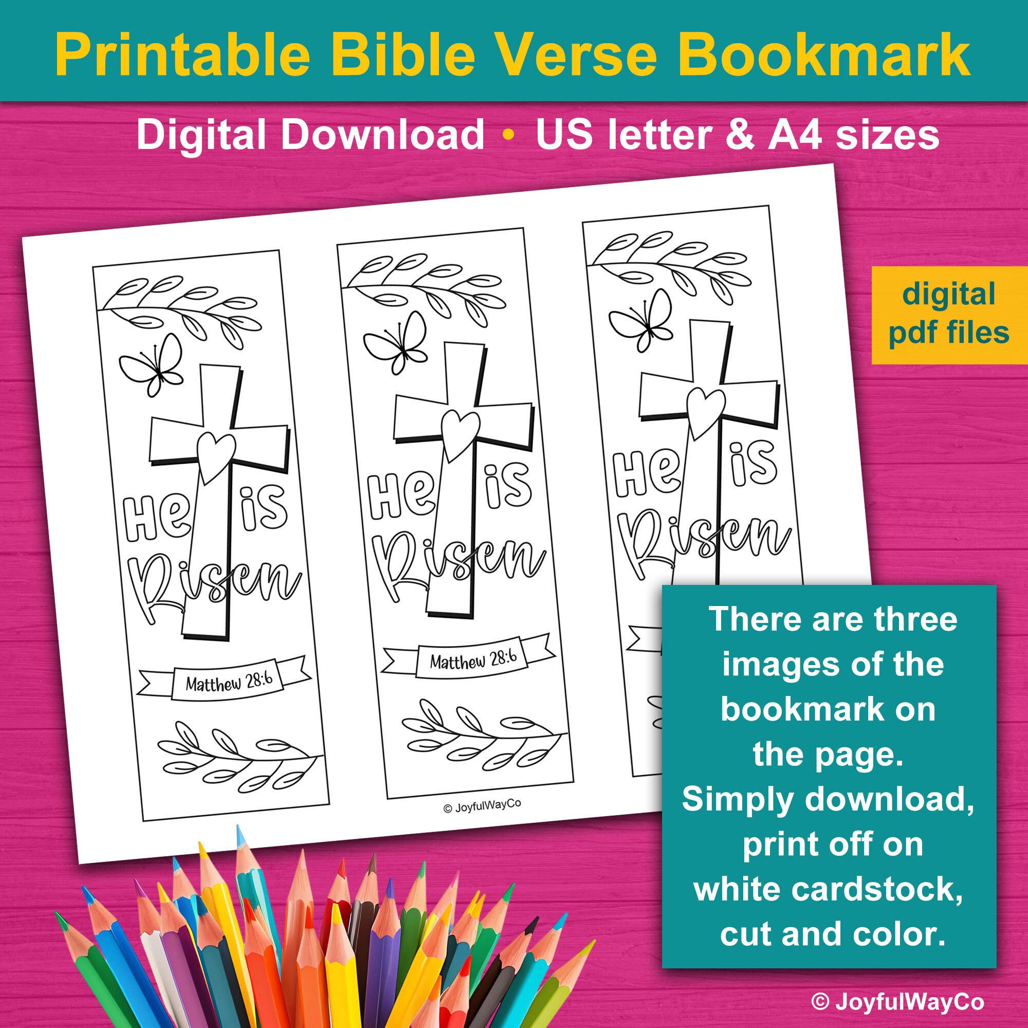 Printable Bible Verse Coloring Bookmark Craft He is Risen Bookmark ...