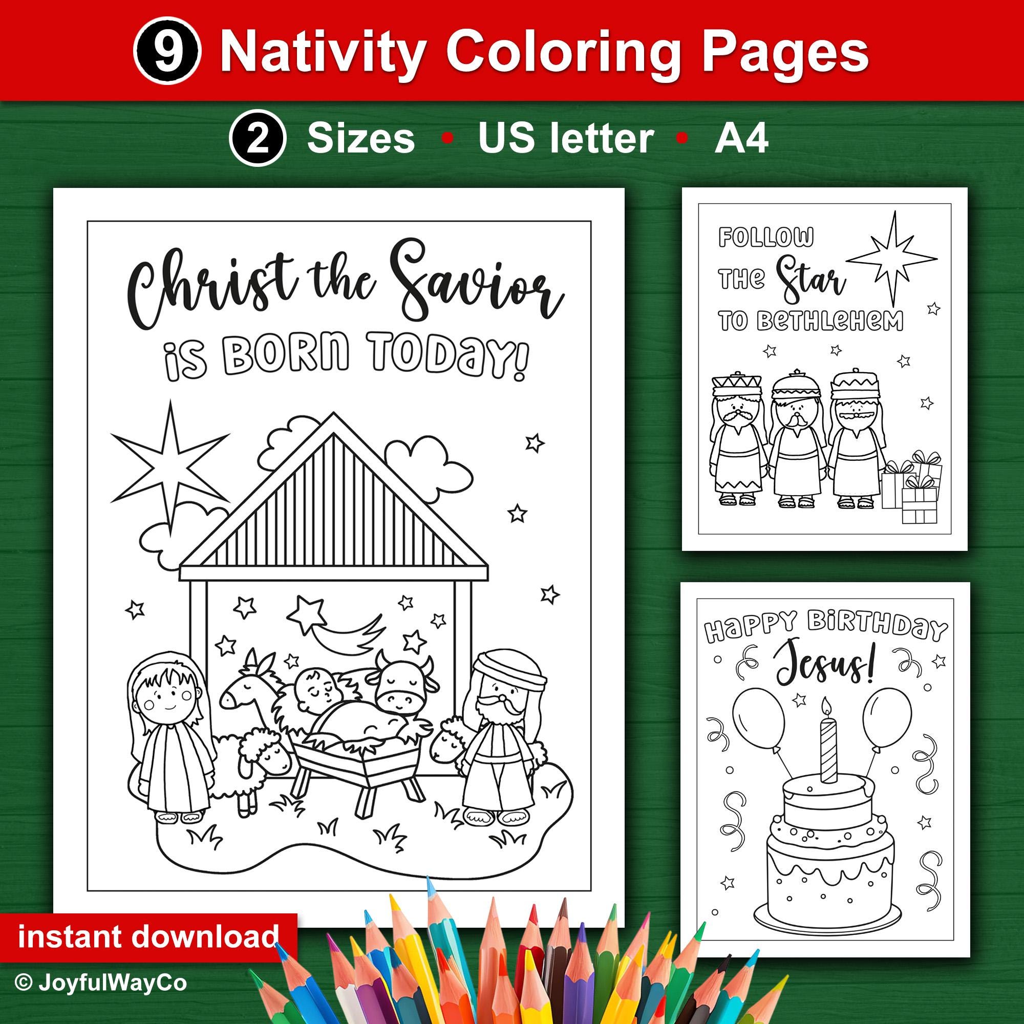 Christmas Nativity Coloring Pages for Kids. Christmas Coloring for ...