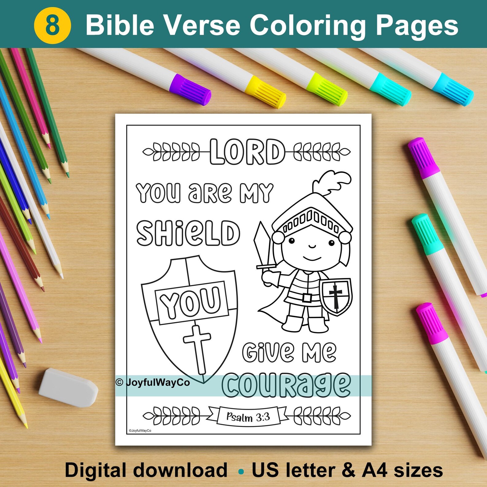 8 Bible Coloring Pages Bundle for Kids. Scripture Verses Coloring for ...